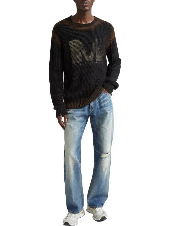 MAISON MARGIELA Distressed Straight Jeans - Medium Blue