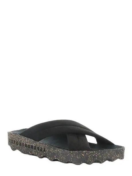 Fly London Criss-cross Slide Sandal - Black