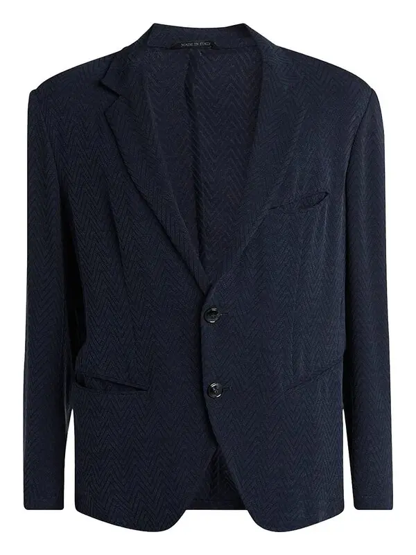 Giorgio Armani Macro-chevron Sport Coat - Dark Blue