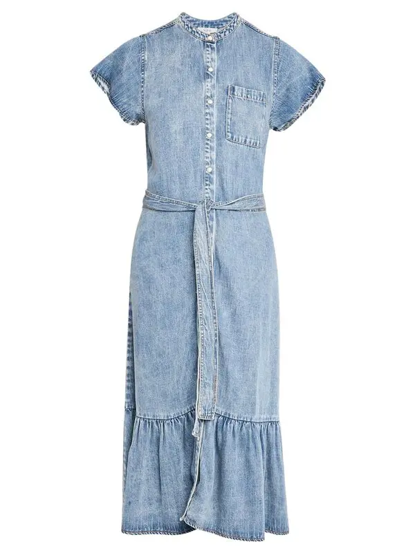 Rails Kahlo Flounce-hem Midi Dress - Mid Blue
