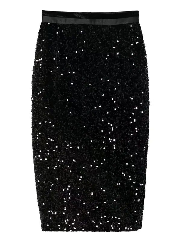 STYLAND Sequin-embellished Midi Skirt - Black