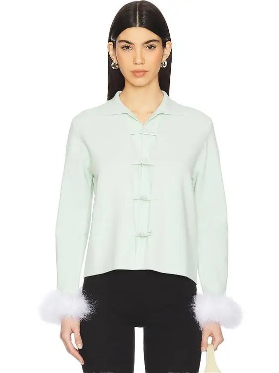 Sleeper Crane Knitted Cardigan With Detachable Feathers - Mint
