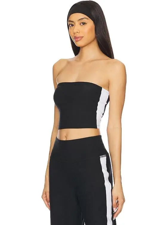 Beyond Yoga Spacedye Stripe Strapless Top - Darkest Night & Cloud White