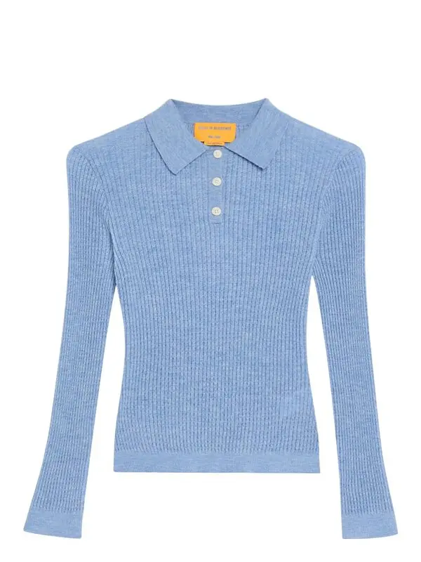 Guest In Residence Shrunken Long-sleeve Cashmere Polo - Medium Blue