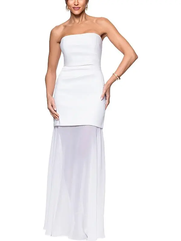 Aqua Mikado Strapless Gown Exclusive - Ivory
