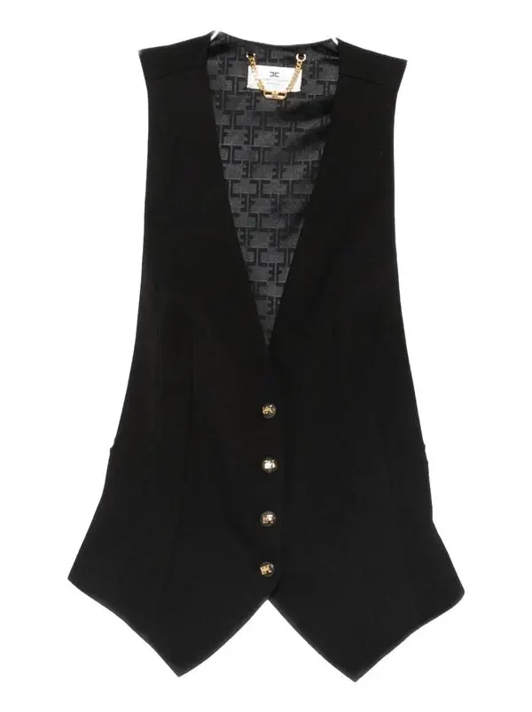 Elisabetta Franchi Buttoned V-neck Vest - Black