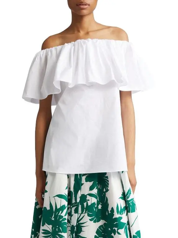 MAX MARA STUDIO Max Mara Peccati Off-the-shoulder Poplin Top - Optical White