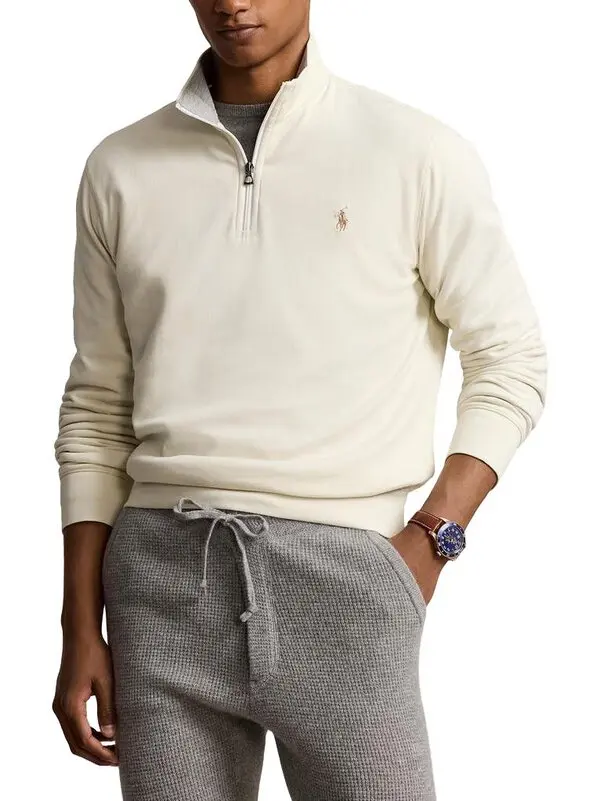 Ralph Lauren Luxury Jersey Quarter Zip Pullover - Parchment Cream/ C8634