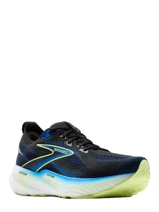Brooks Glycerin 22 Lace-up Athletic Sneakers - Black/ Cobalt/ Neo Yellow