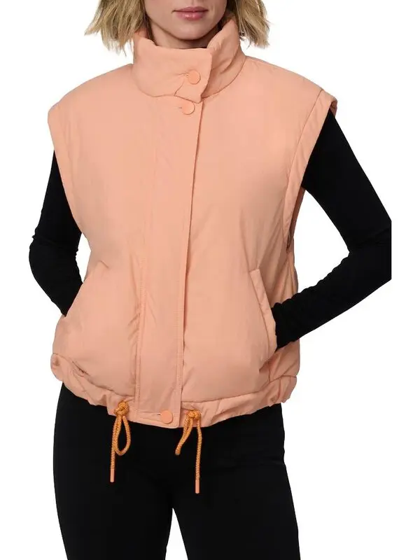 Bernardo Recycled Nylon Crinkle Puffer Vest - Apricot