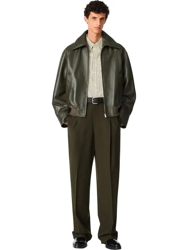 Bottega Veneta Leather Blouson - Dark Forest