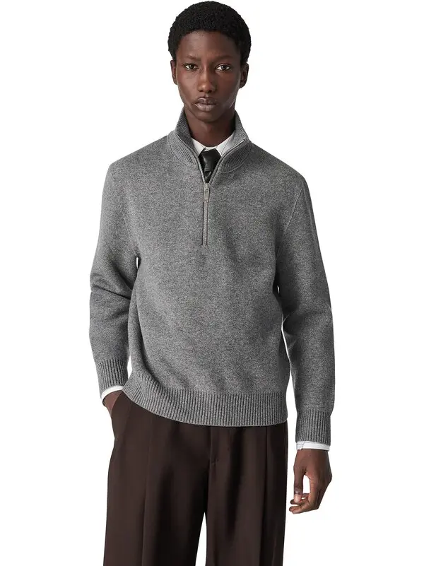 Bottega Veneta Compact Cashmere Zip-up Jumper - Dark Grey Melange