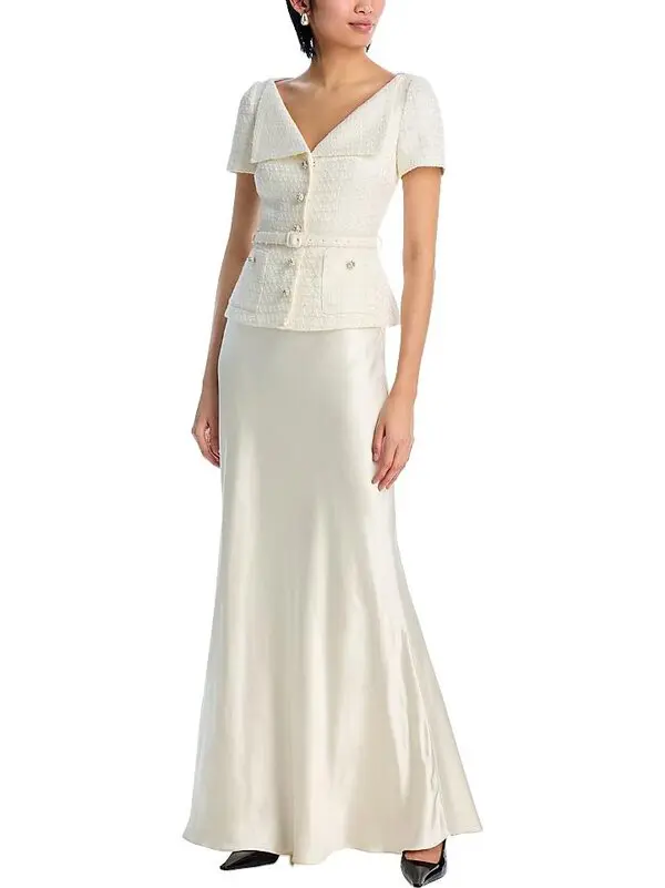 SELF-PORTRAIT Boucle Tailored Gown - Cream