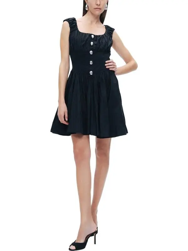 NOCTURNE Corset-style Buttoned Mini Dress - Black