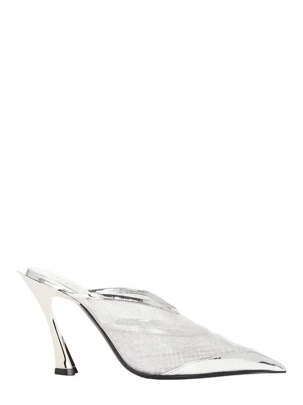 MUGLER Mesh Mules - Silver