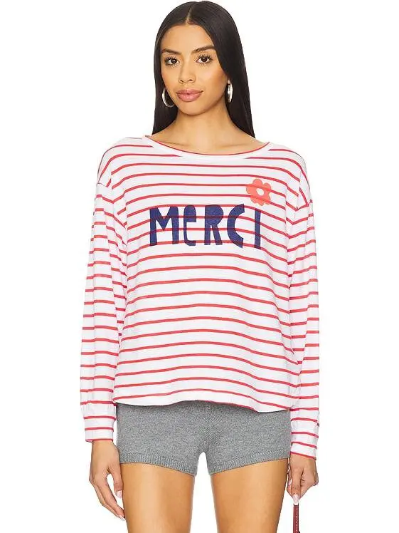 Sundry Merci Crew Pullover - Optic White