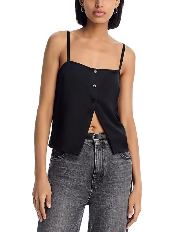 FRAME The Silk Button Cami Top - Black