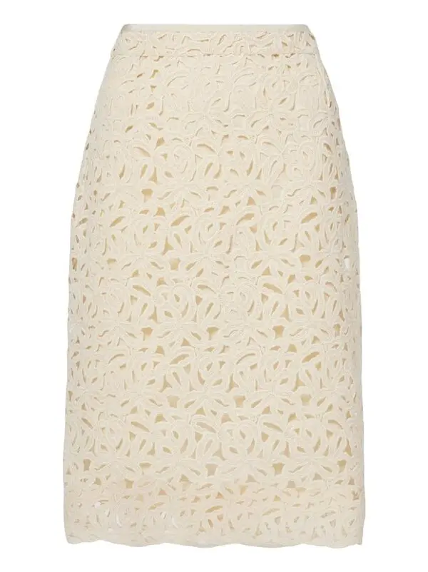 Moncler Floral Cotton Jersey Pencil Skirt - White