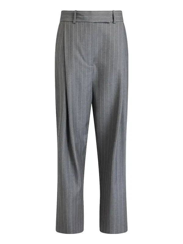 TOTÊME Cropped Pinstriped Wool-twill Pants - Anthracite