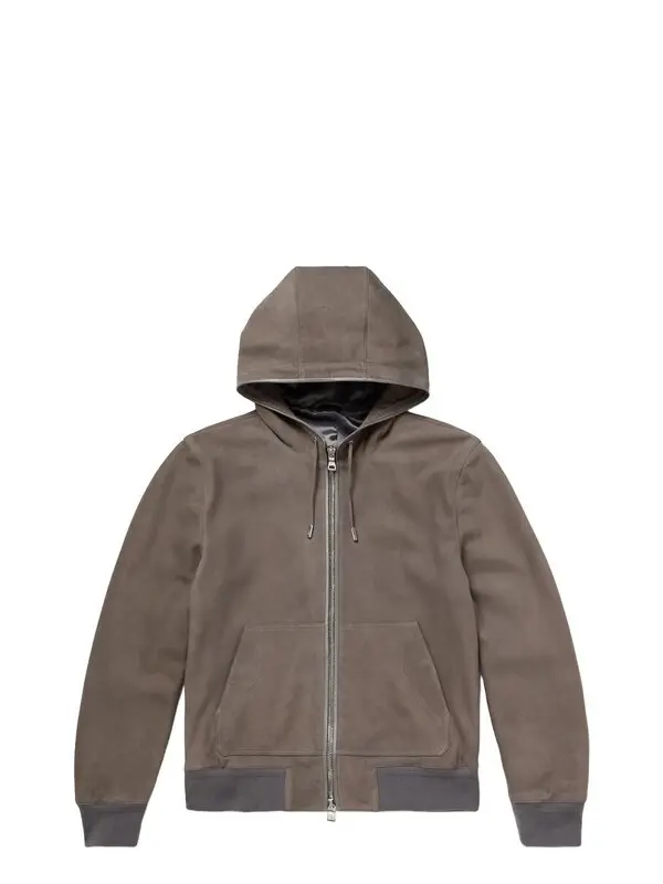 Mr P. Suede Zip-up Hoodie - Gray