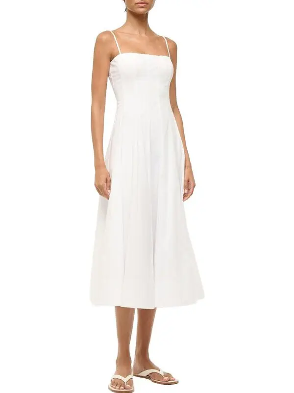 Staud Wylie Seamed Midi Dress - White
