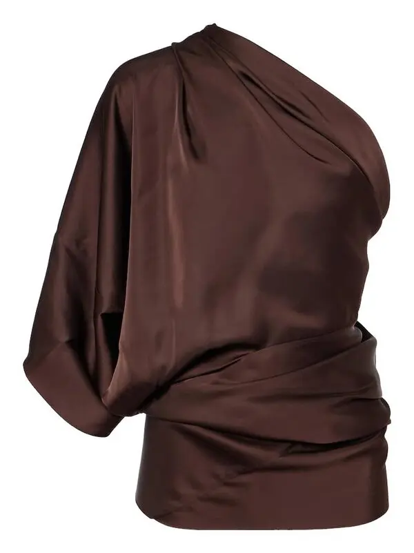Rick Owens Hollywood Charmeuse Asymmetric Top - Brown