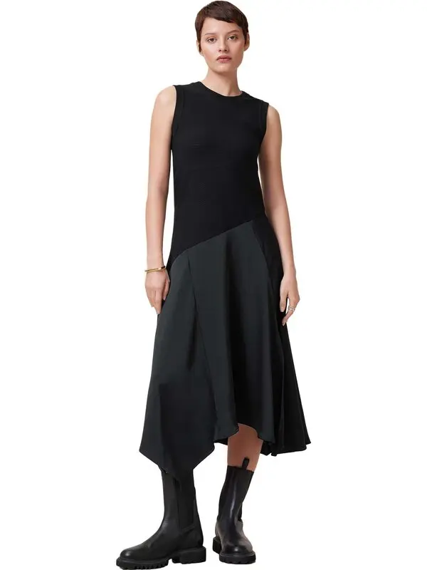 All Saints Pia Asymmetric Maxi Dress - Black