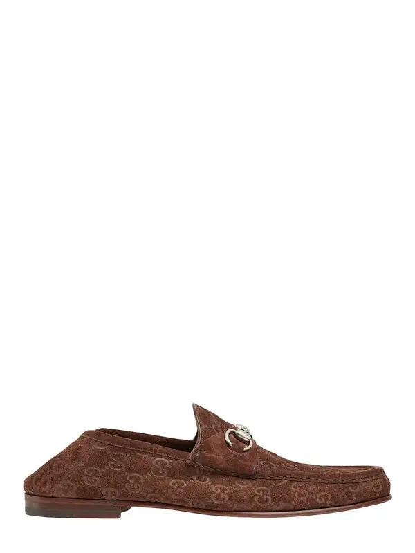 Gucci Horsebit 1953 Embossed Suede Loafers - Brown