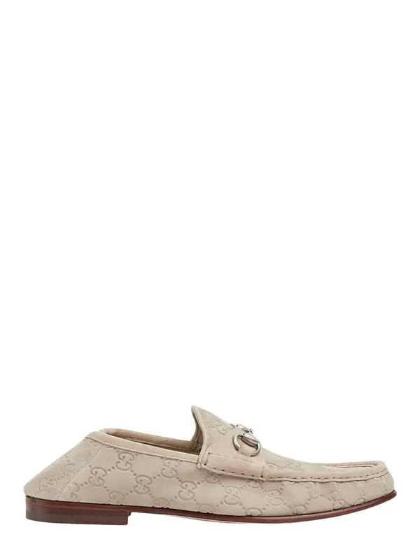 Gucci Horsebit 1953 Embossed Suede Loafers - Sand