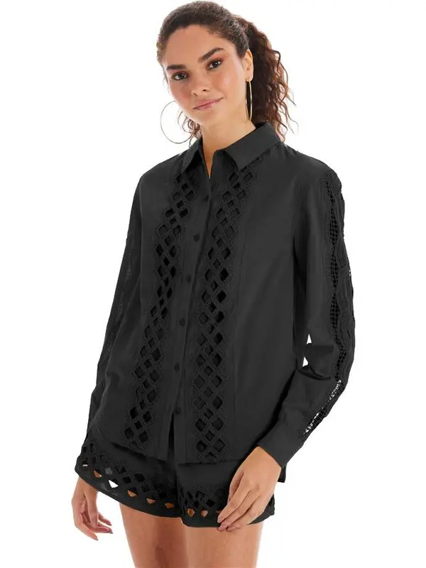 Allison Eyelet Nina Shirt - Black
