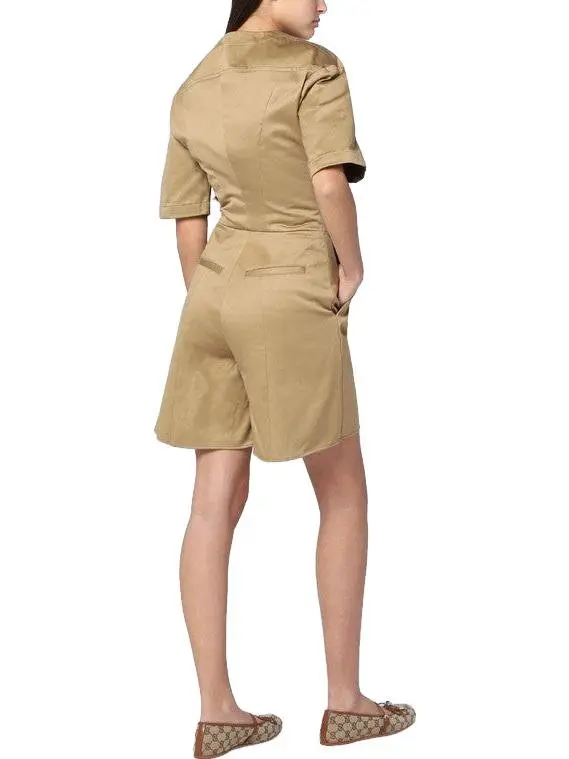 THE LATEST Cotton Short Jumpsuit - Brown
