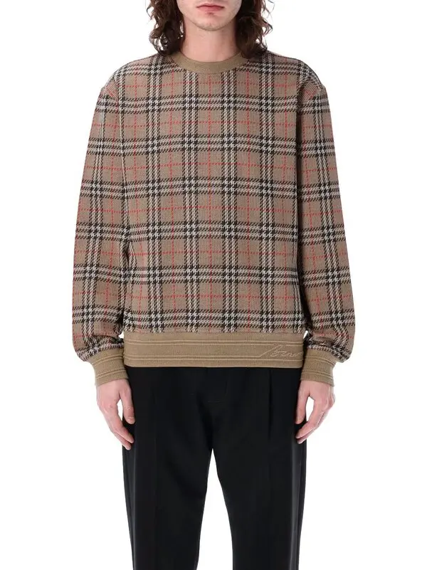 Burberry Check Cotton-blend Sweater - Nut Ip Check