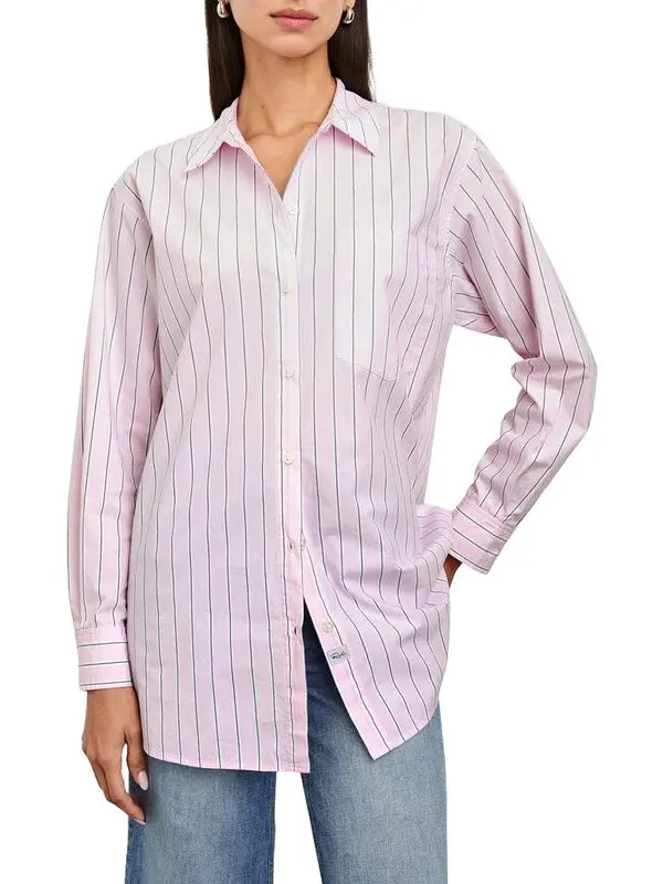 Rails Elsa Stripe Cotton Button-up Shirt - Cherry Blossom Stripe