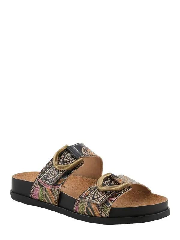 SPRING STEP SHOES Glaze Platform Slide Sandal - Black Multi