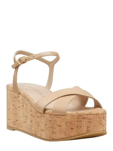 STUART WEITZMAN Dayna Platform Wedge Sandals - Adobe