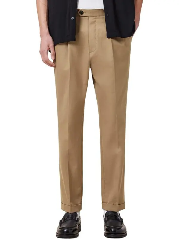 All Saints Tallis Pleated Cuff Hem Pants - Corn Brown