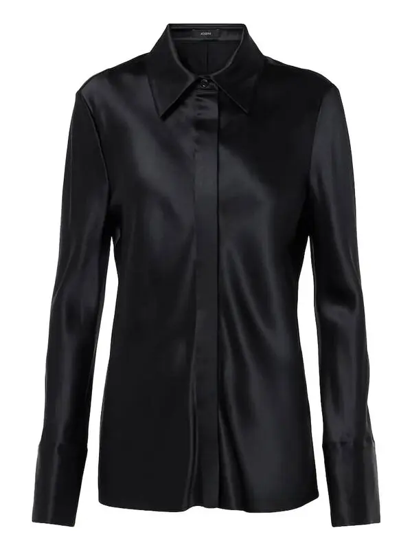JOSEPH Brunel Silk Satin Blouse - Black
