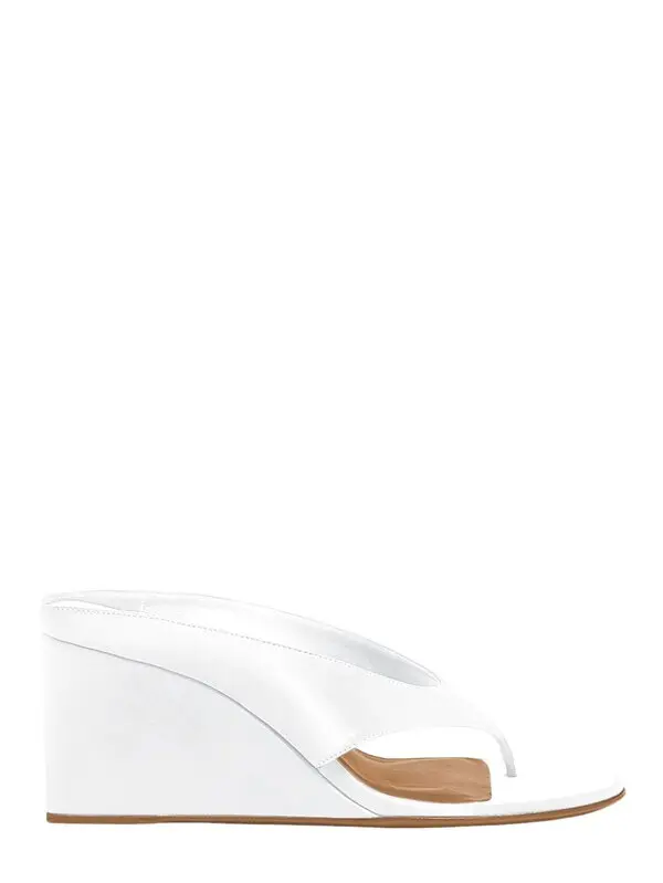 Alaïa Satin Wedge Thong Mules - Blanc Optique