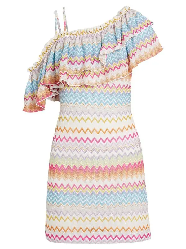 Missoni Cold-shoulder Crochet-knit Mini Dress - Fuchsia