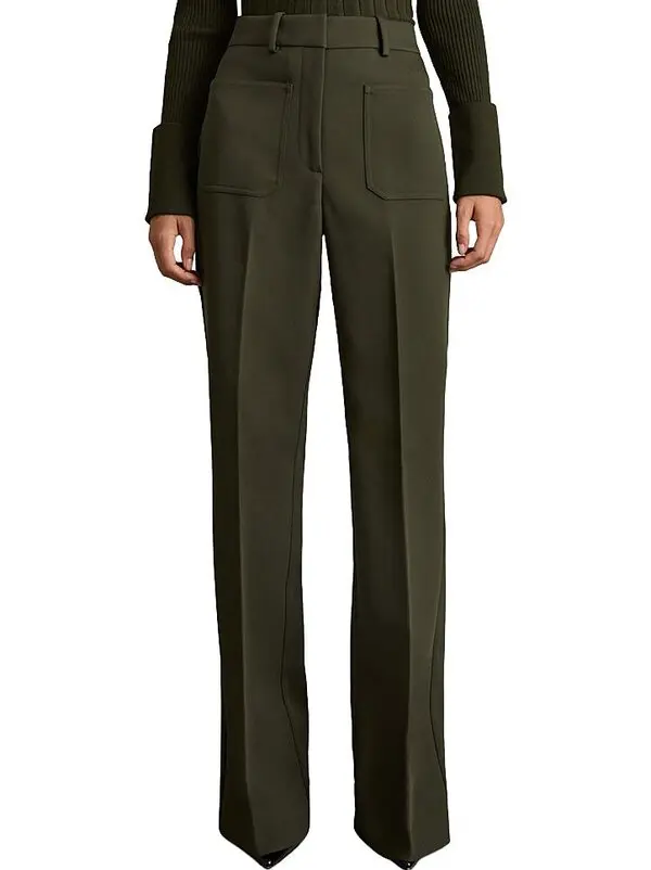 REISS Flare Leg Trousers - Green