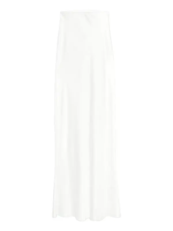 NISSA Satin Maxi Skirt - White