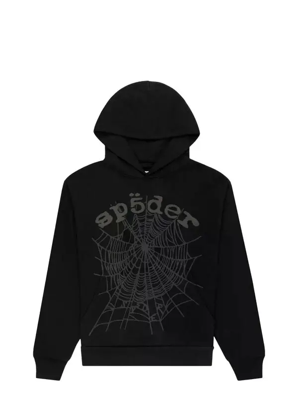 SP5DER Logo Print Hoodie - Black