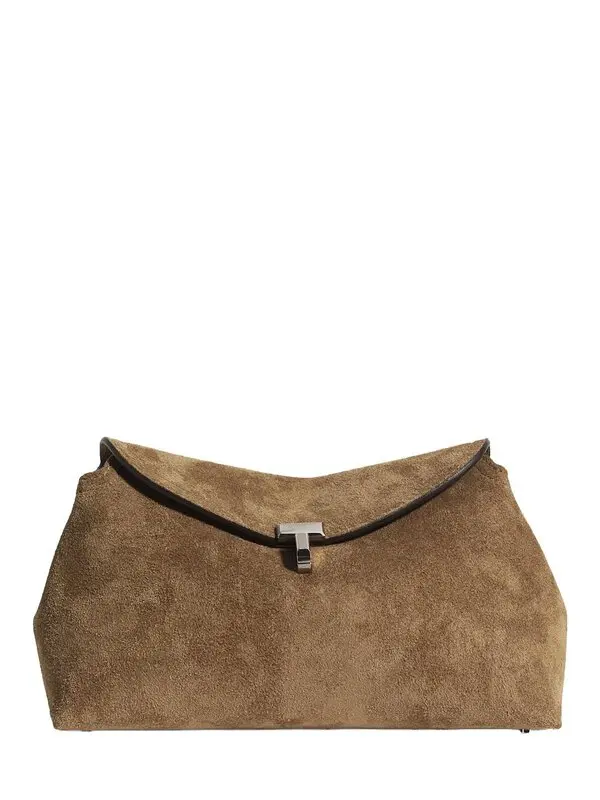 TOTÊME Suede T-lock Clutch Bag - Brown