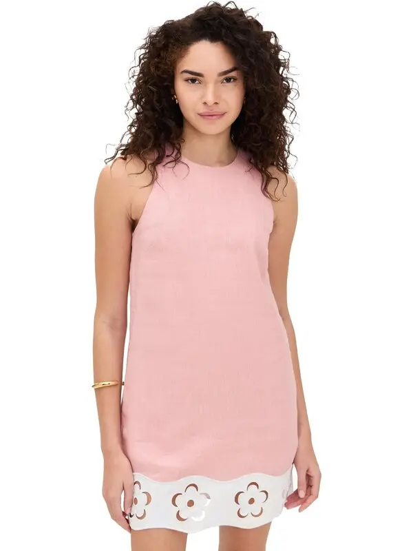 Staud Mika Linen Dress - Faded Blush/white