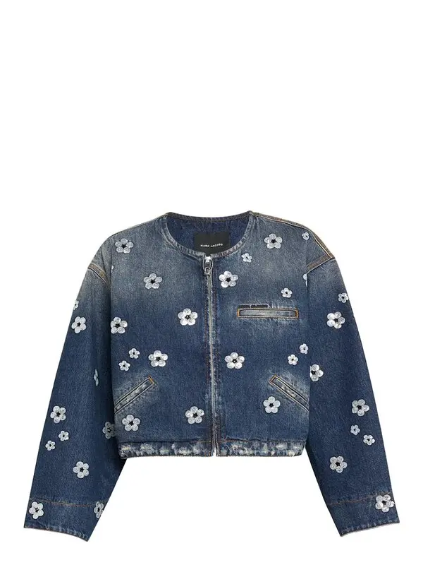 Marc Jacobs Daisy Sequined Denim Jacket - Vintage Indigo