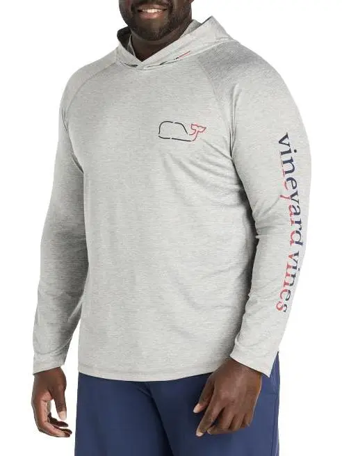 Vineyard Vines Big & Tall Long-sleeve Whale Hoodie T-shirt - Grey Heather