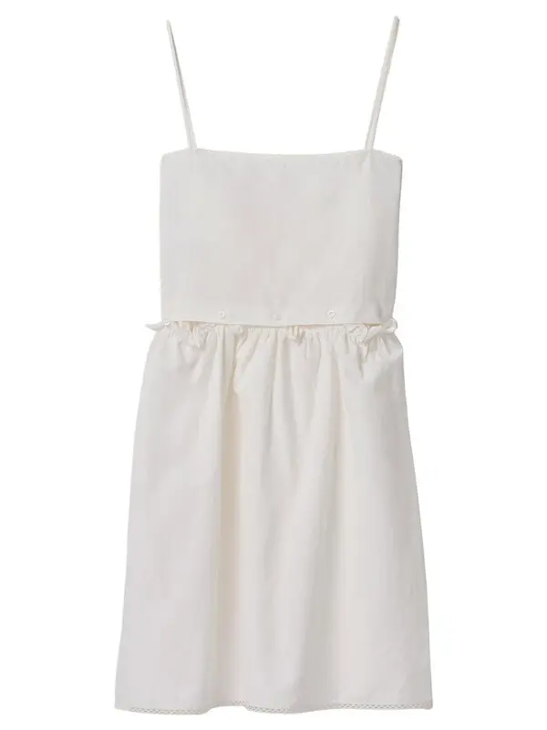 Miu Miu Slubbed Poplin Dress - White