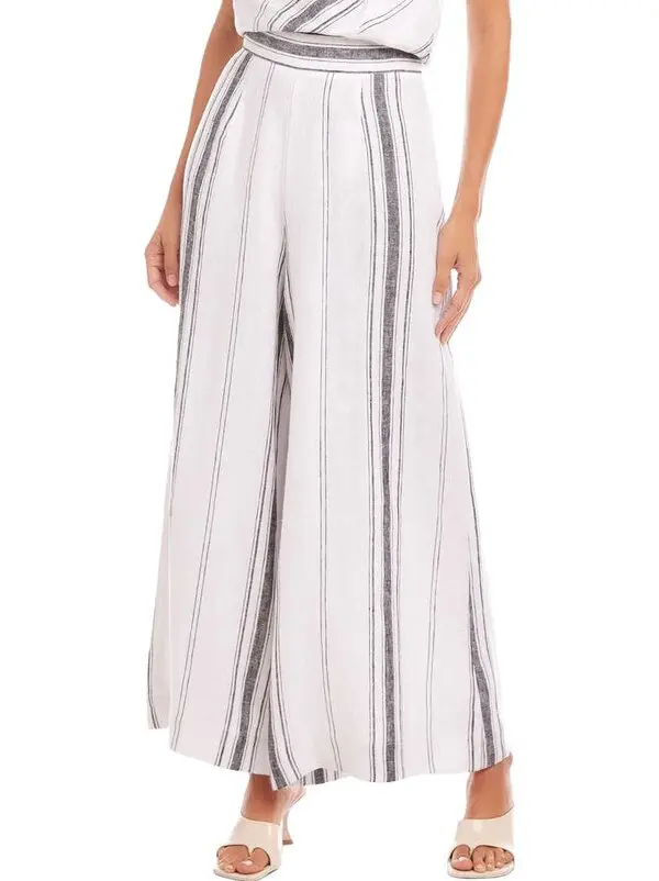 Fifteen Twenty Vivienne Wide Leg Linen Pants - Stripe