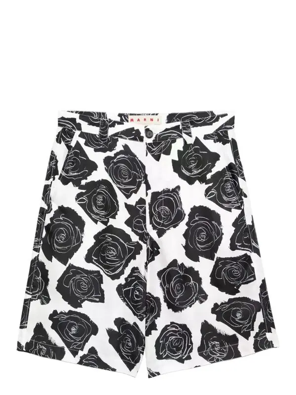 Marni Silk Floral Print Shorts - White