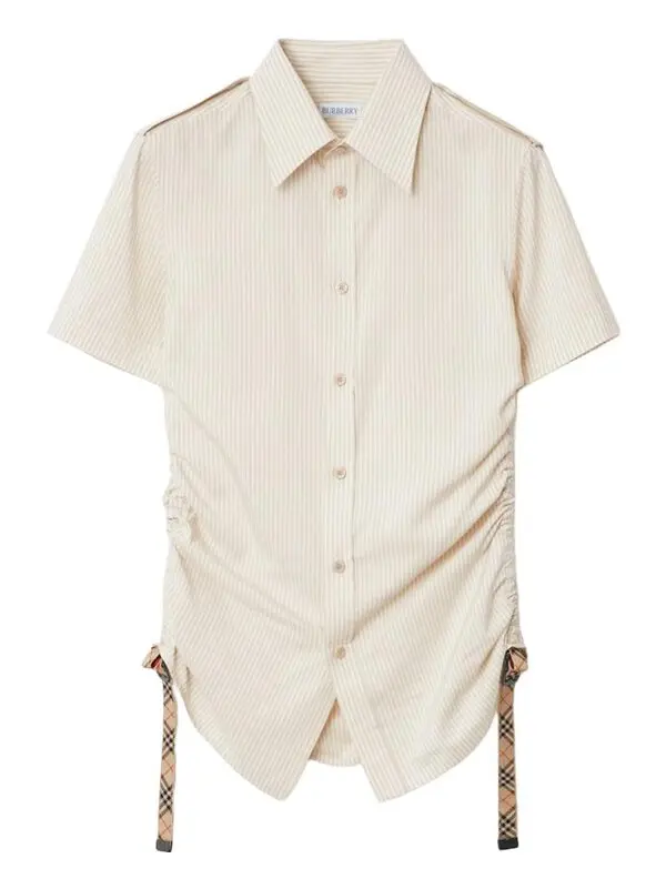 Burberry Slim Fit Striped Silk Shirt - Clam
